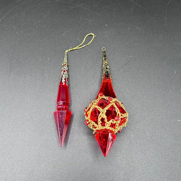 Holiday | Teardrop Christmas Tree Ornaments Ruby Red Two Different ...